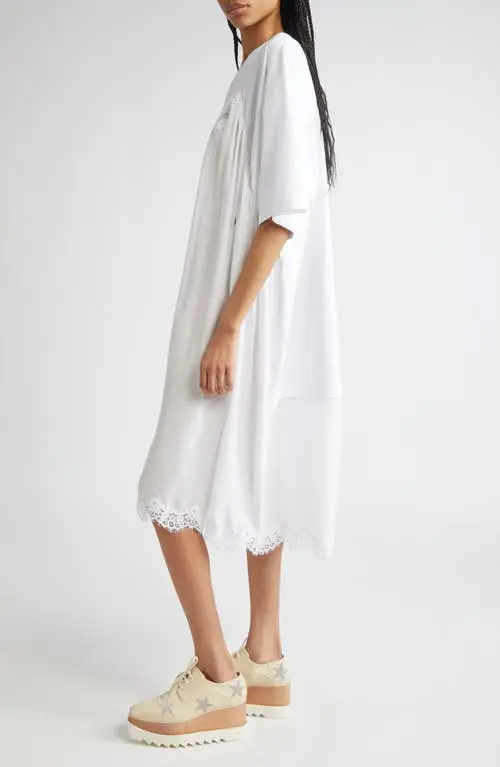 Stella Mccartney Lace Trim T-Shirt Dress In Pure White - 65% Off